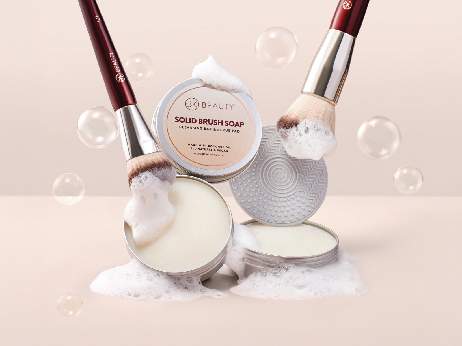 Solid Brush Soap with Cleaning Pad